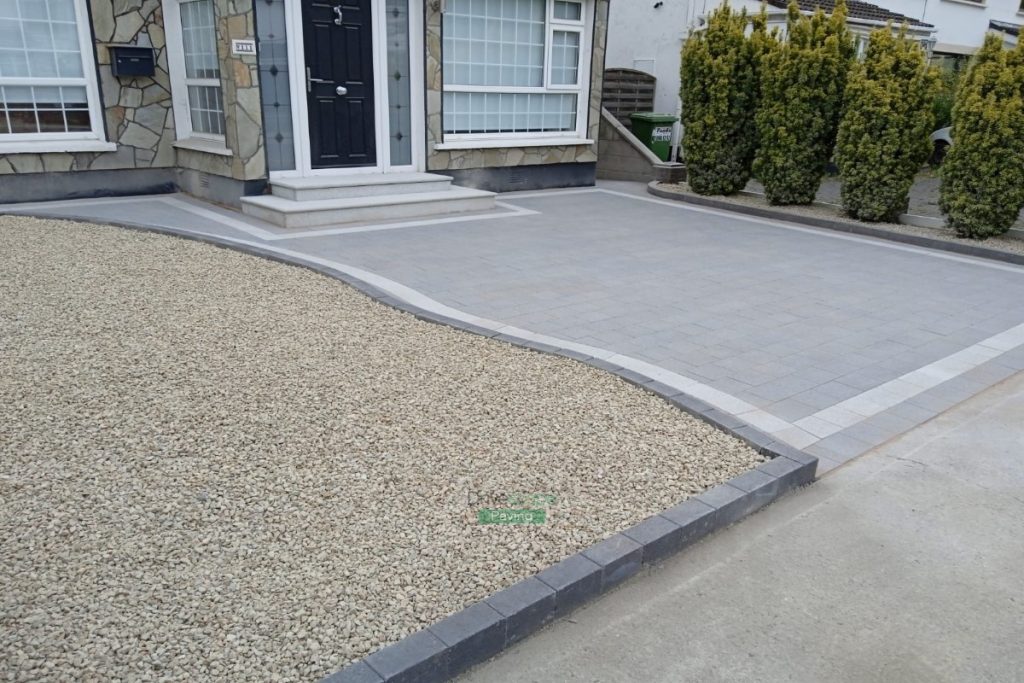 Driveway with Limestone Slabs and Cobbled Borderline in Hartstown ...