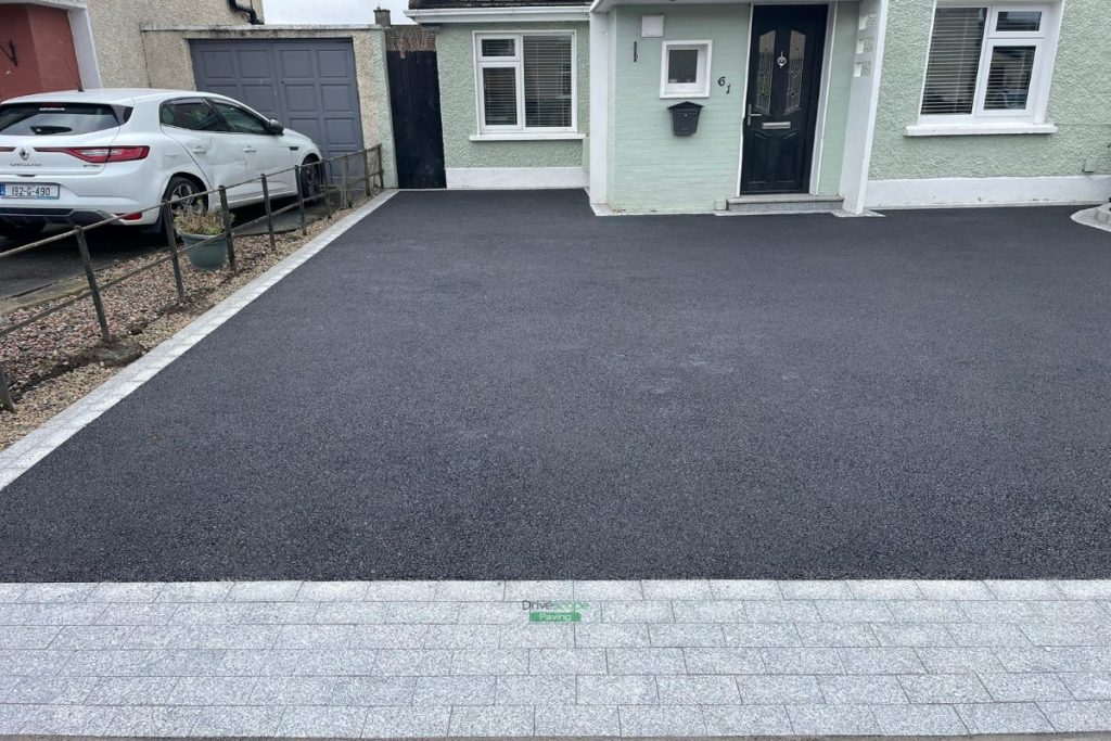 Driveway with Ballylusk Gravel, Granite Cobbles and New Pillars in ...