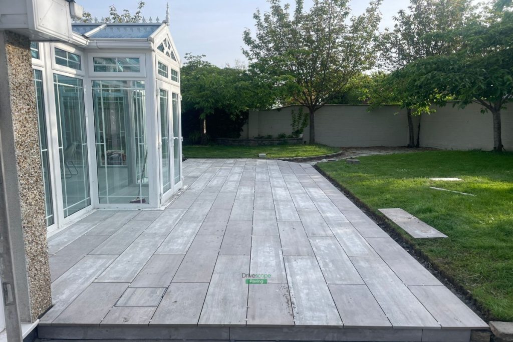 Patio with Black Granite Paving and ACO drains in Ringsend, Dublin ...
